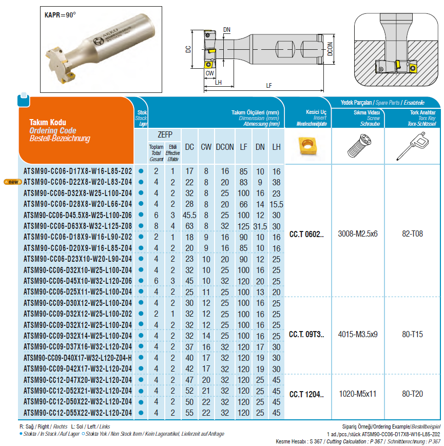 ATSM90-CC06-D28X8-W20-L66-Z04 T-образная фреза AKKO — купить на сайте ...
